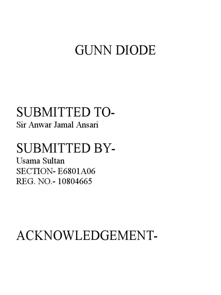 Gunn Diode | PDF | Diode | Electronic Oscillator