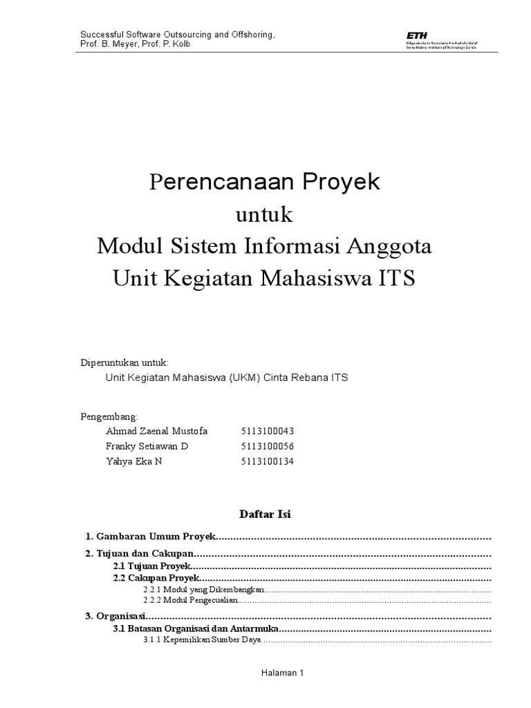 Contoh Project Plan Manajemen Proyek Perangkat Lunak | PDF | Komputer