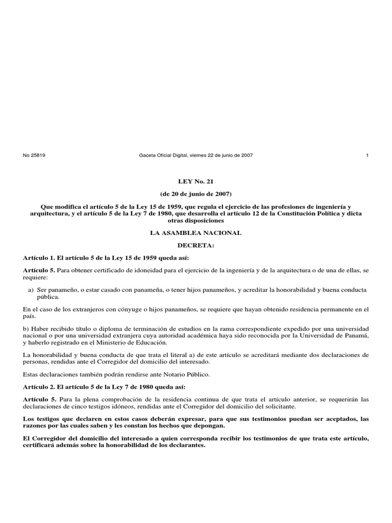 Ley No 21 | PDF | Panamá | Justicia