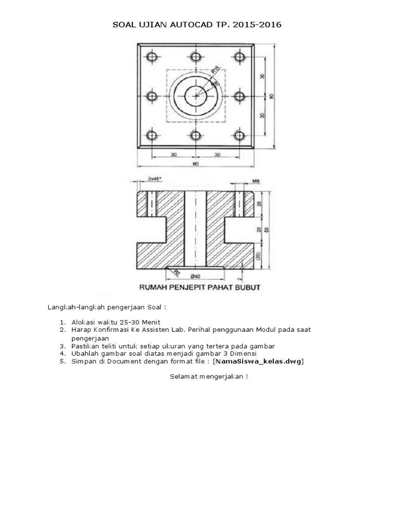 Soal Ujian Autocad TP | PDF | Teknologi & Rekayasa