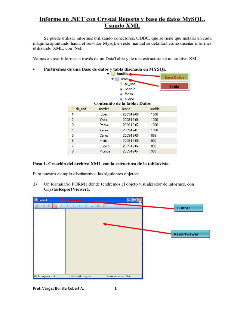 Manual Informe Con XML y Crystal Report 2014 | PDF | Tabla (base de ...