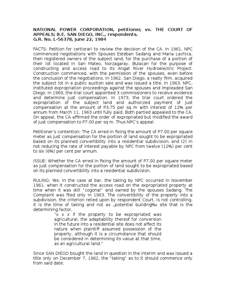 NPC V CA | PDF | Conversion (Law) | Eminent Domain