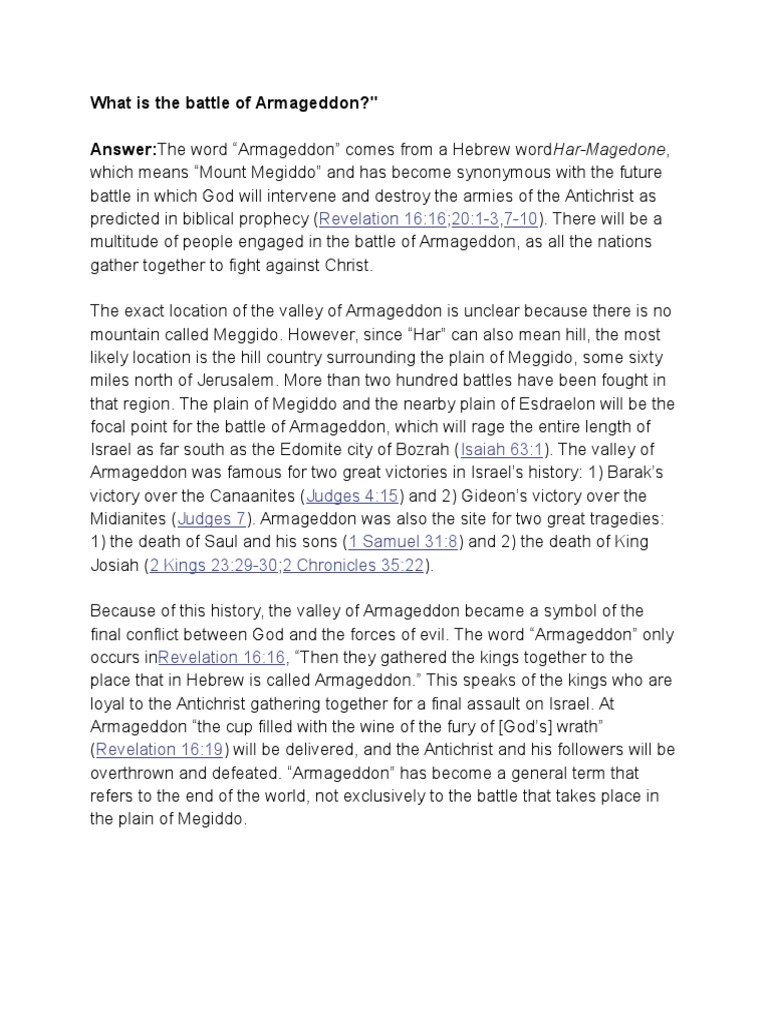 Armageddon: Biblical Battle Explained | PDF | History | Religion ...