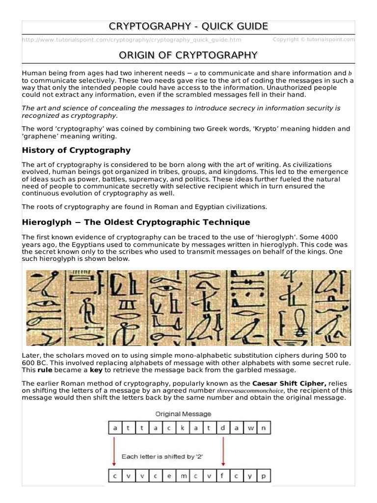 Cryptography Quick Guide | Cryptography | Key (Cryptography)