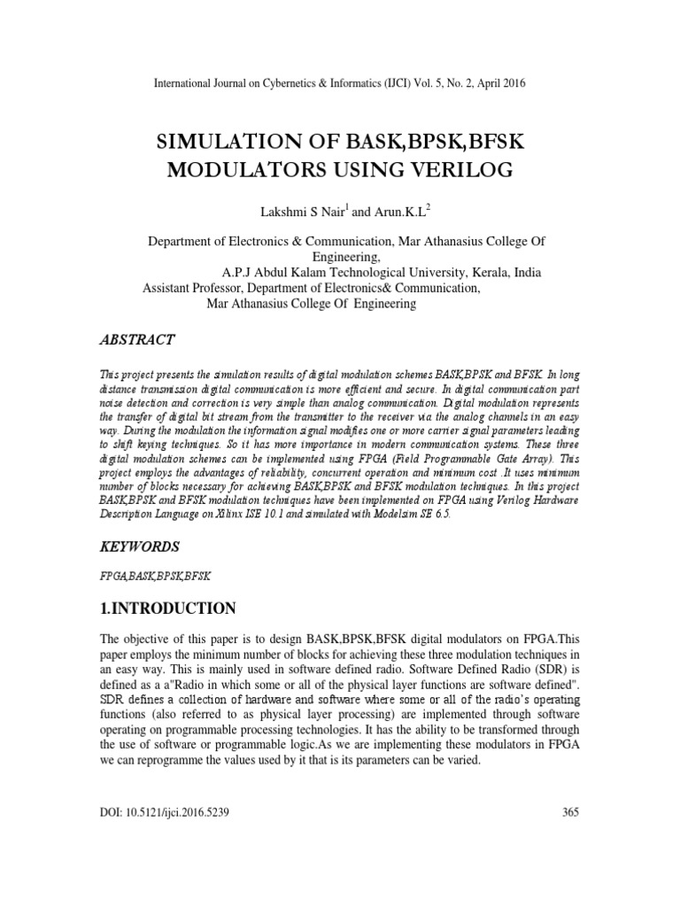 Simulation of Bask, BPSK, BFSK Modulators Using Verilog | PDF | Hardware Description Language ...