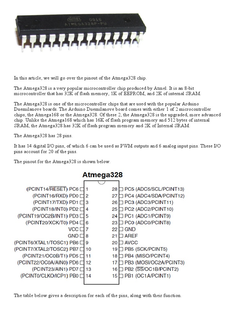 Atmega328 Pinout | PDF | Electronic Circuits | Signal Processing