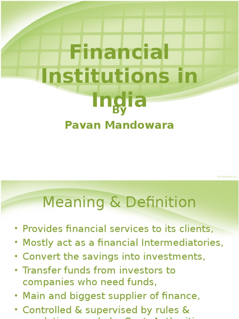 Overview of Financial Institutions in India | PDF | Reserve Bank Of ...