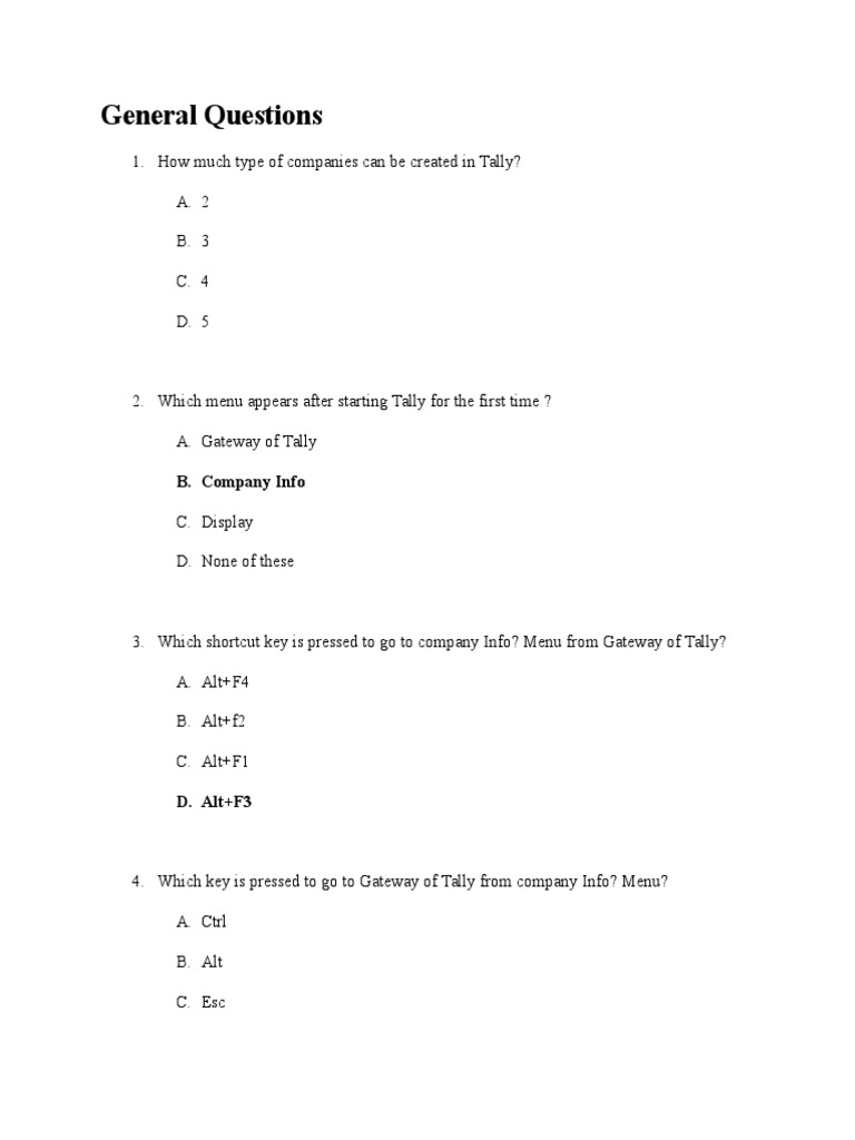 General Questions | PDF | Debits And Credits | Payments