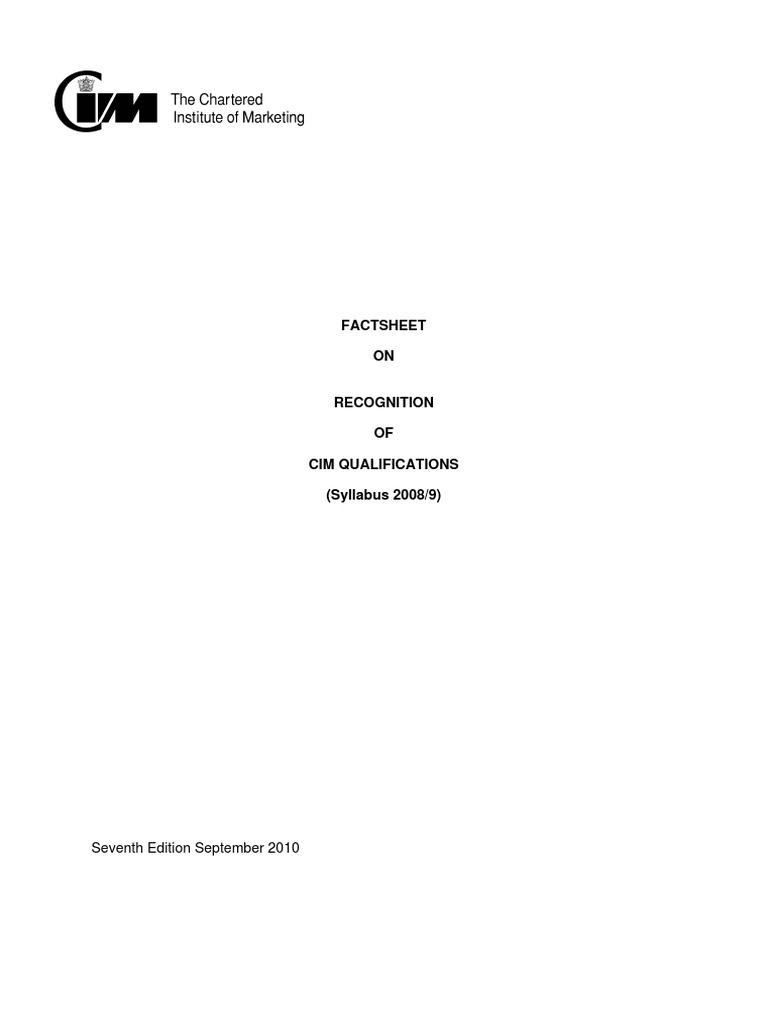 CIM Qualifications Recognition Overview | PDF | Diploma | Academic ...