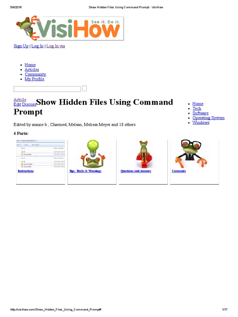 Show Hidden Files Using Command Prompt - VisiHow | PDF | Computer Virus ...