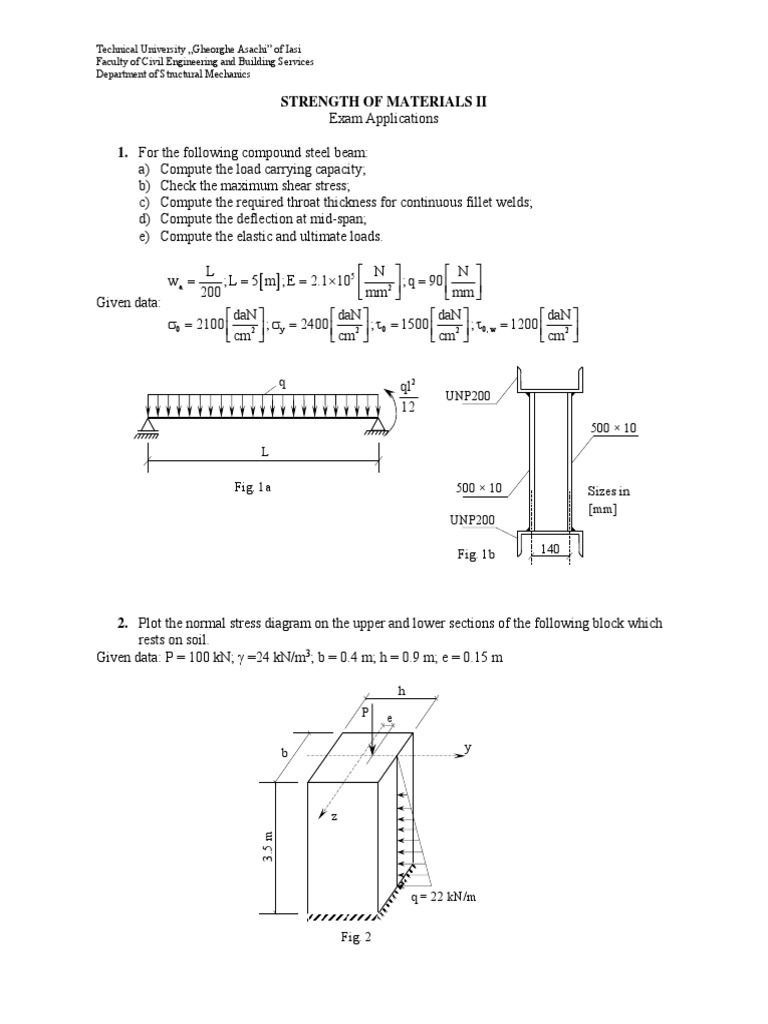Strength of Materials Ii: Q UNP200 500 × 10 | PDF