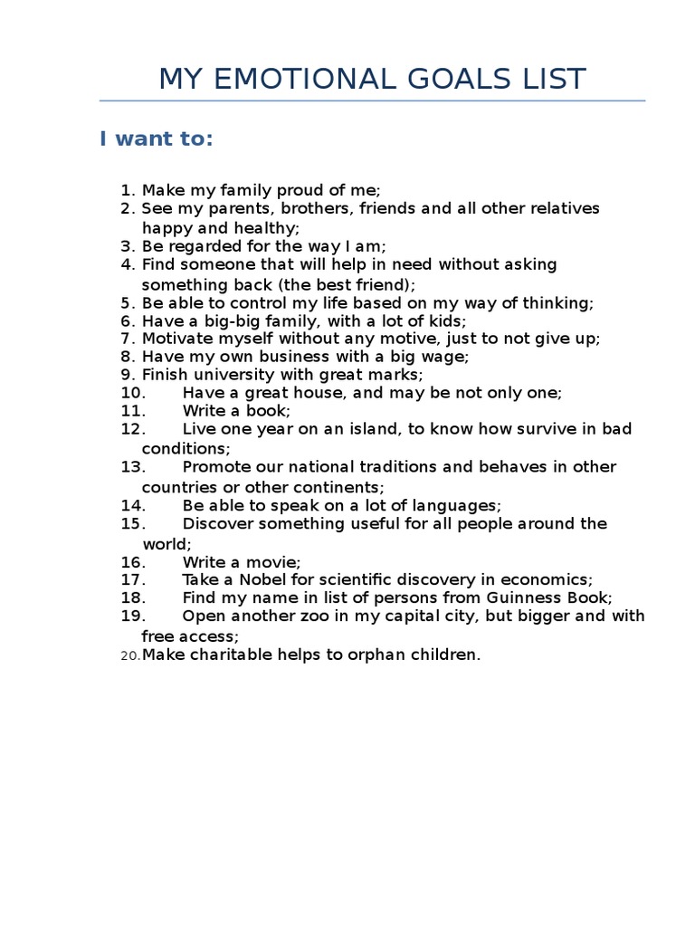 Emotional Goals for Personal Growth | PDF | Lifestyle