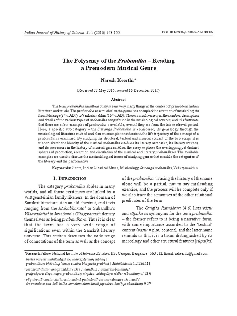 The Polysemy of The Prabandha - Venkatamakhin's Sriranga Prabandha ...
