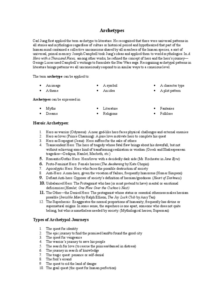 Hero's Journey - Heroic Archetypes | PDF | Hero | Archetype