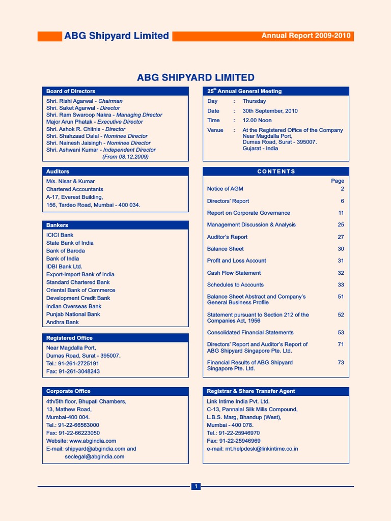 ABG Shipyard Ltd. - Finance Document PDF | Board Of Directors ...