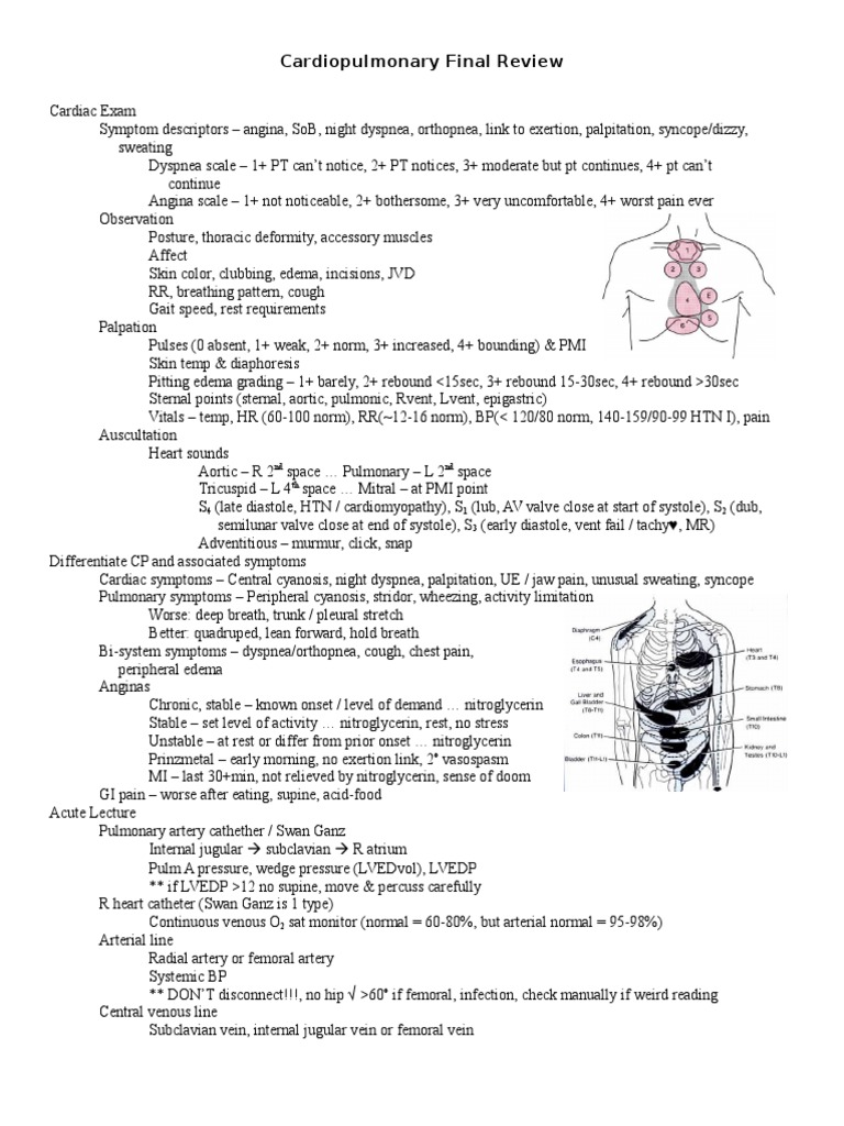 CardioPulm Final Review | PDF | Heart Failure | Vein