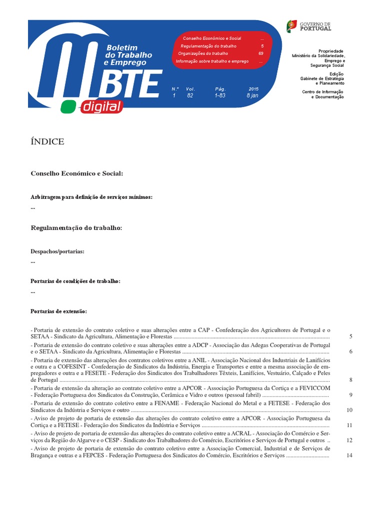 Bte1 2015 | PDF | Acordo coletivo | Portugal
