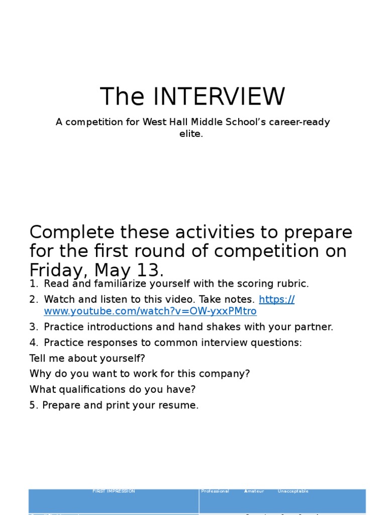 The Interview: A Competition For West Hall Middle School's Career-Ready ...