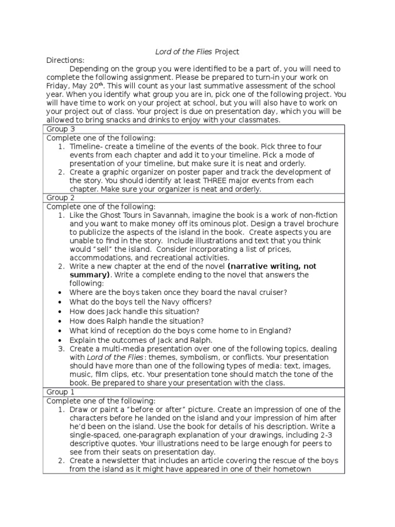 Lord of The Flies Project | PDF | Communication