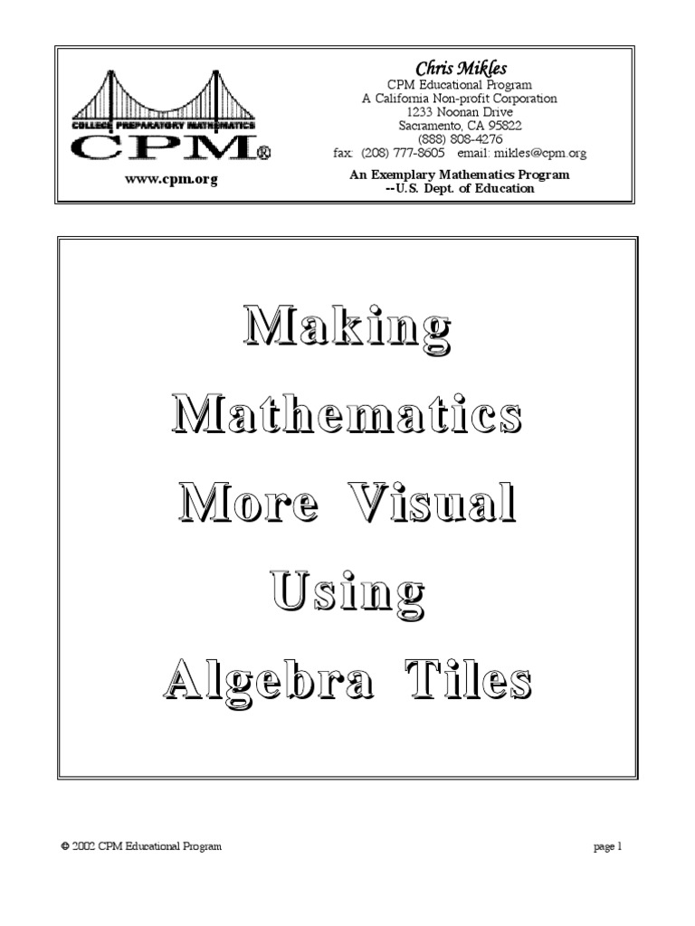 Make Math Visual W Alg Tiles | PDF | Area | Factorization