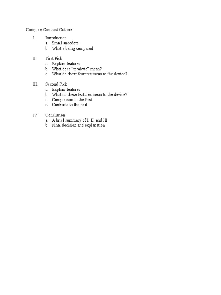 Compare-Contrast Outline | PDF | Computers