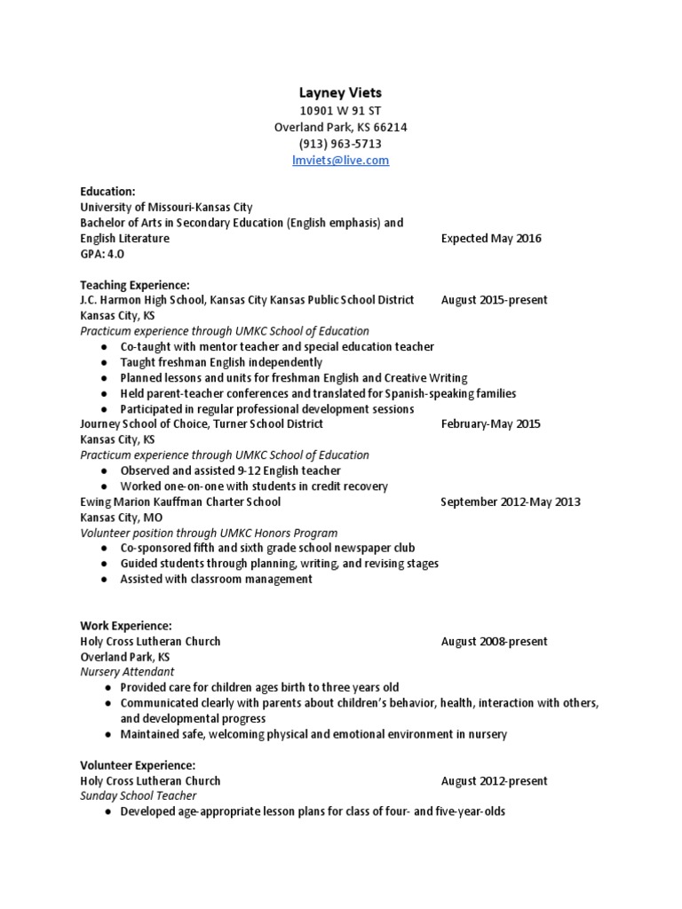 Layney Viets Resume | PDF