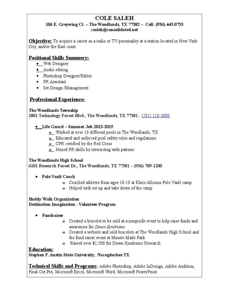 Resume of Cole Saleh | PDF | Career & Growth | Social Science