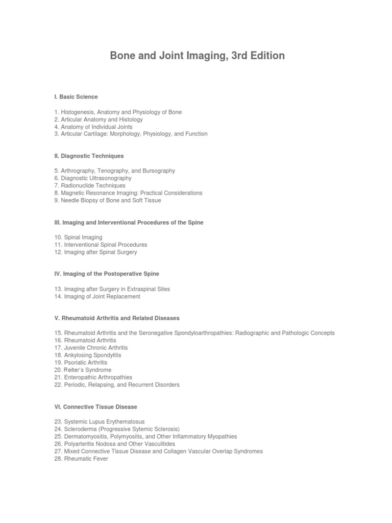 RESNICK - Bone and Joint Imaging, 3rd Ed. CONTENIDO | PDF | Joint ...