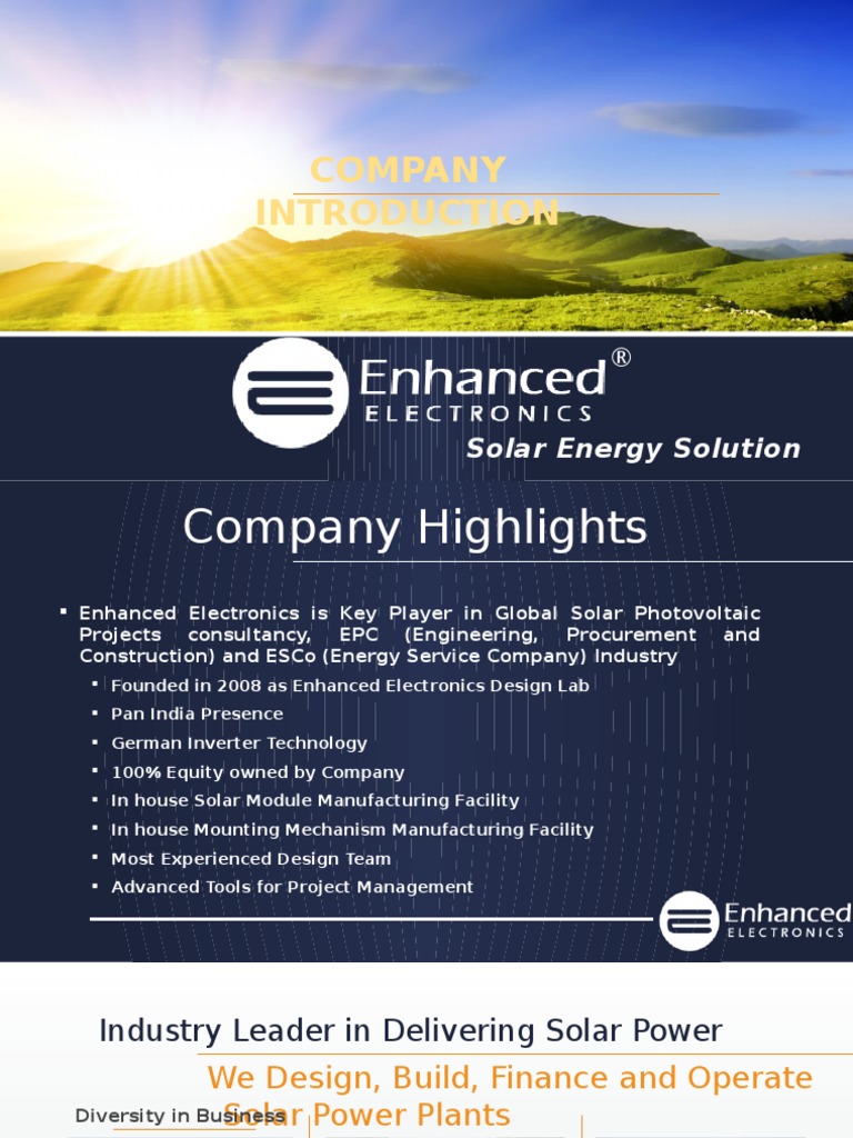 Enhanced Company Profile | PDF | Solar Panel | Solar Energy