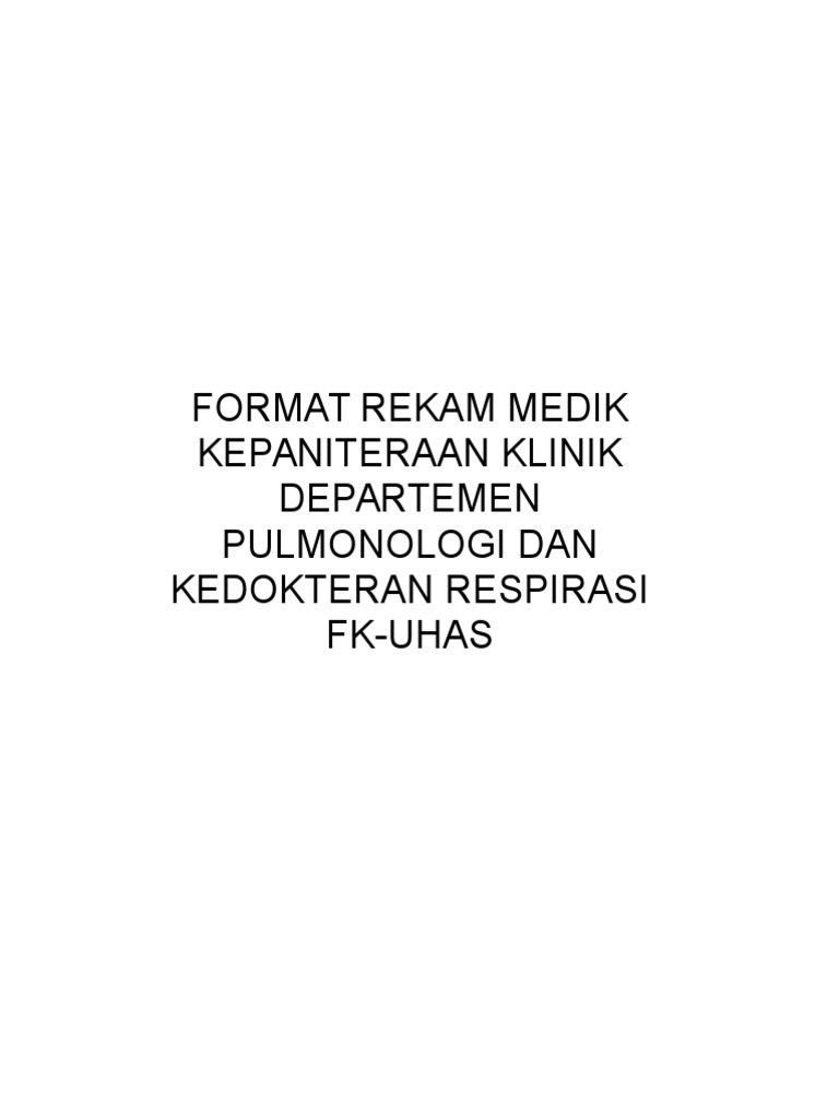 Contoh Rekam Medik Koas Respi | PDF