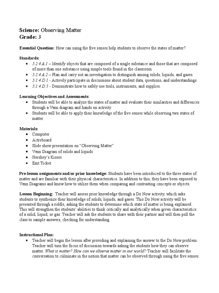 Science Observing Matter | PDF | Matter | Taste
