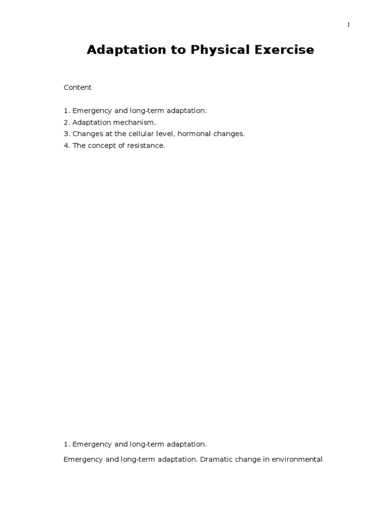 Adaptation To Physical Exercise | PDF | Stimulus (Physiology) | Stress ...