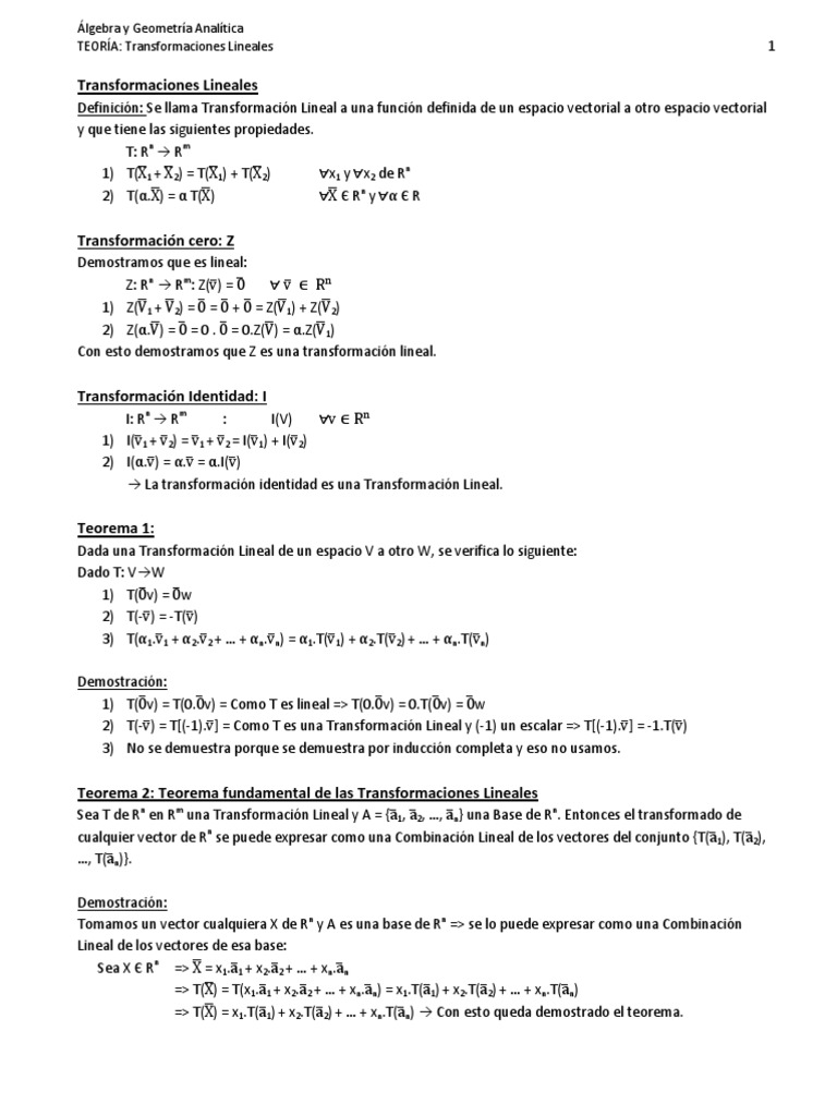 Transformaciones Lineales | PDF | Mapa lineal | Espacio vectorial