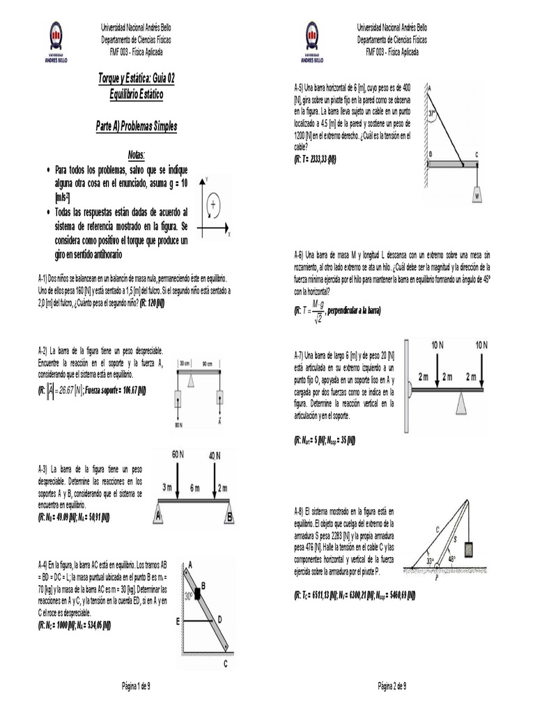 Torque y Estatica | PDF | Movimiento (física) | Rotación