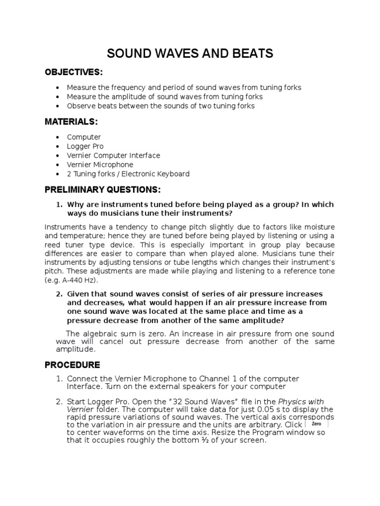 Sound Waves and Beats - Lab2 | PDF | Pitch (Music) | Amplitude