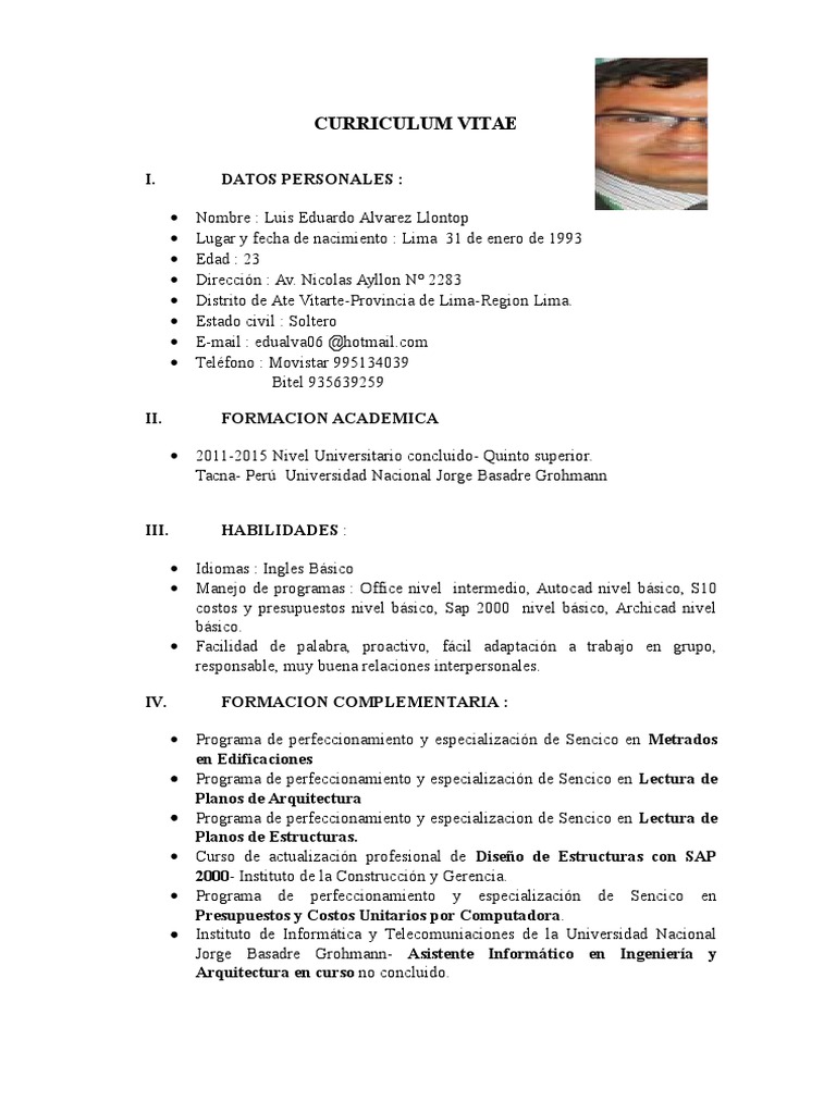 CV para Prácticas Profesionales | PDF