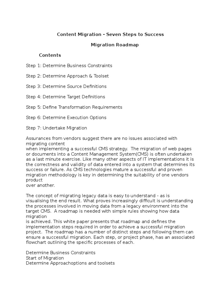 Content Migration Roadmap | PDF | System | Metadata