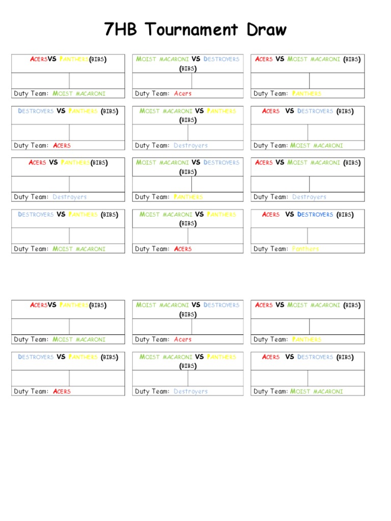 7HB Tournament Draw and Teams Overview | PDF