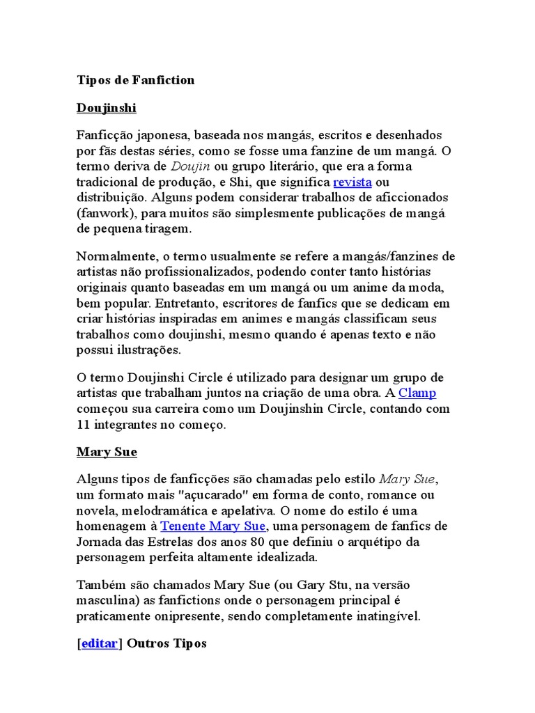 Os Diversos Gêneros e Estilos de Fanfiction | PDF