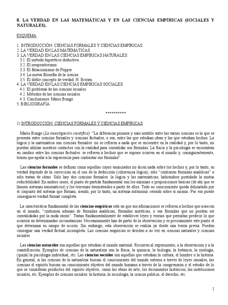 La Verdad en Las Matemáticas y en Las Ciencias Empíricas (Naturales y Sociales) . | PDF | Verdad ...