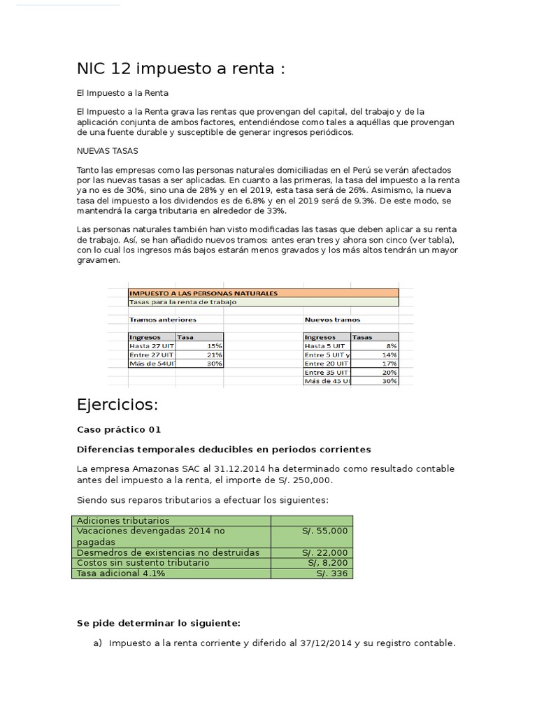 NIC 12 Impuesto A La GANANCIAS | PDF | Impuesto sobre la renta | Impuestos