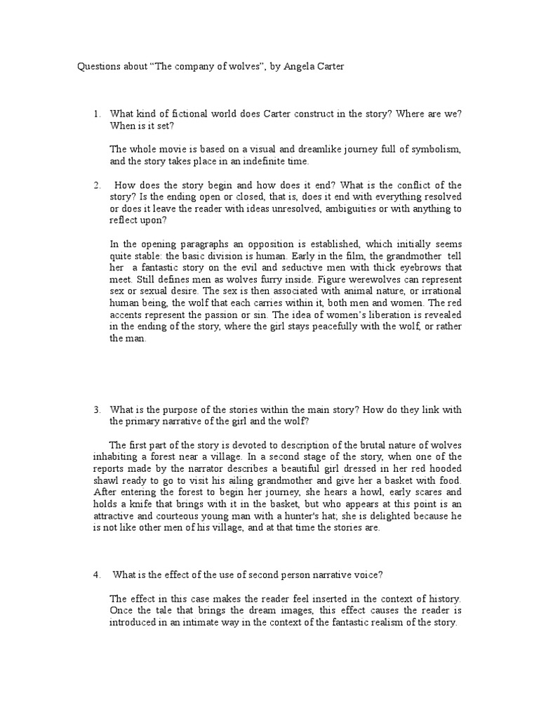 Questions About The Company of Wolves | PDF | Gray Wolf | Little Red ...