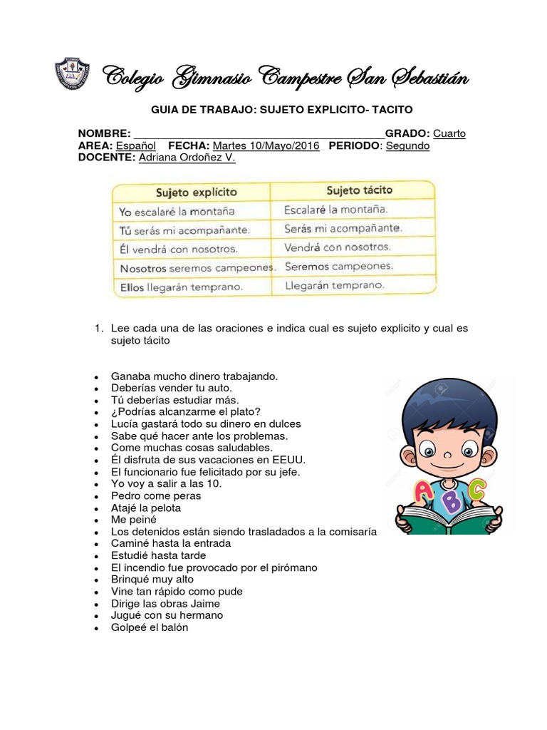 Sujeto Explicito y Tacito