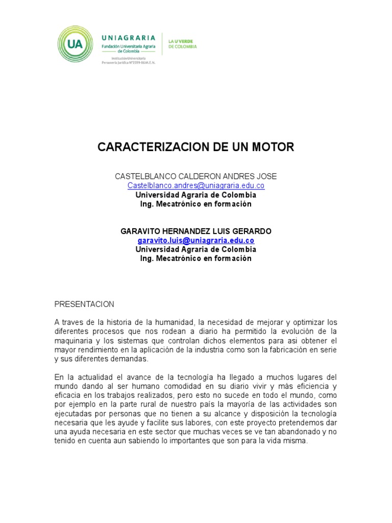 Caracterizacion de Un Motor DC | PDF | Realimentación | Corriente eléctrica
