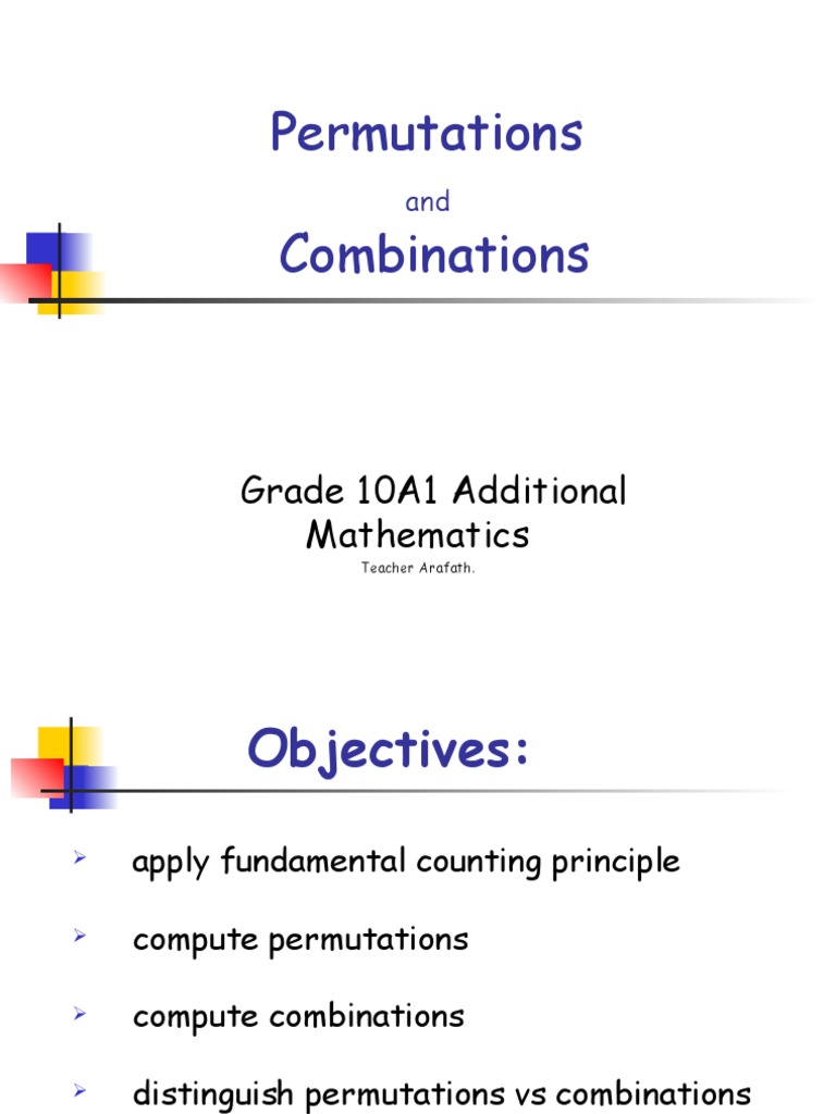 Permutations Combinations Presentation Pdf Permutation Discrete