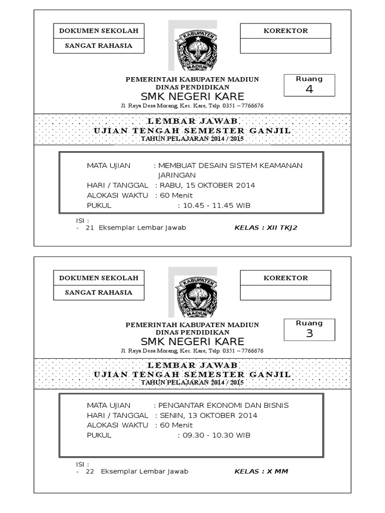 Sampul Amplop Ujian | PDF