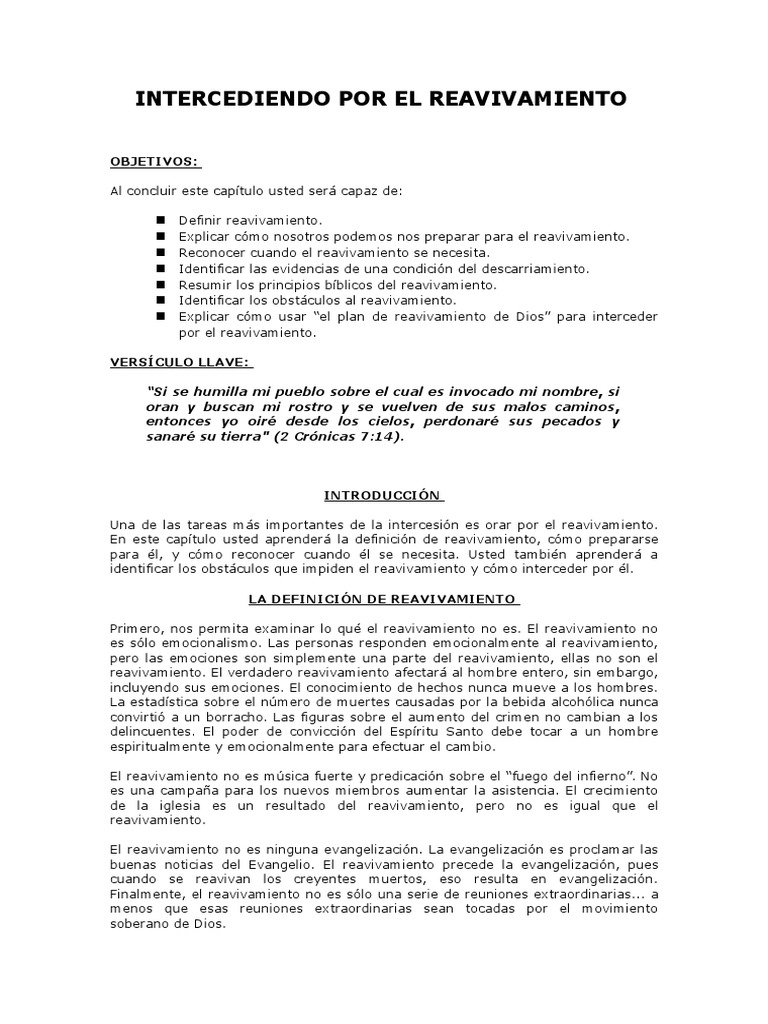 Intercediendo Por El Reavivamiento | PDF | Jacob | Oración