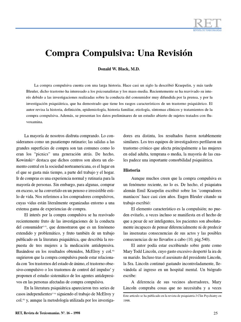 Compras Compulsivas Pdf Pdf Desorden Obsesivo Compulsivo