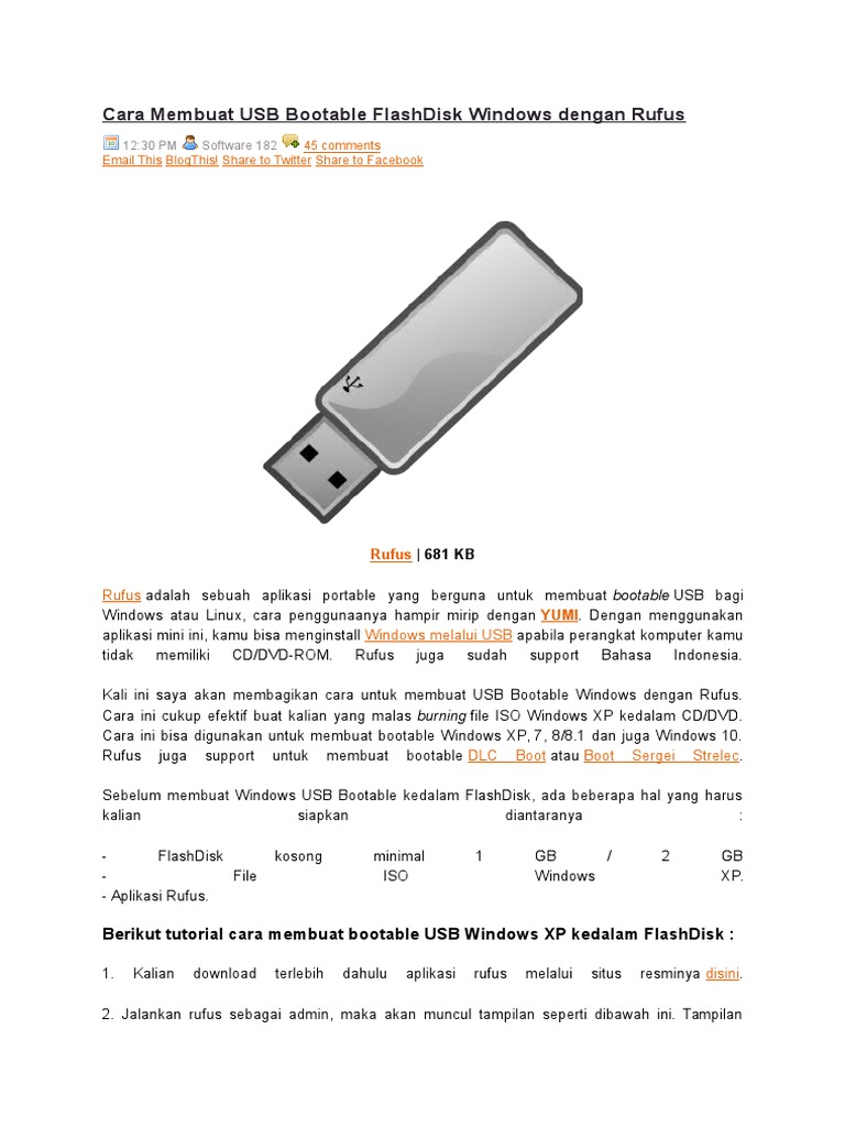 Cara Membuat USB Bootable FlashDisk Windows Dengan Rufus | PDF