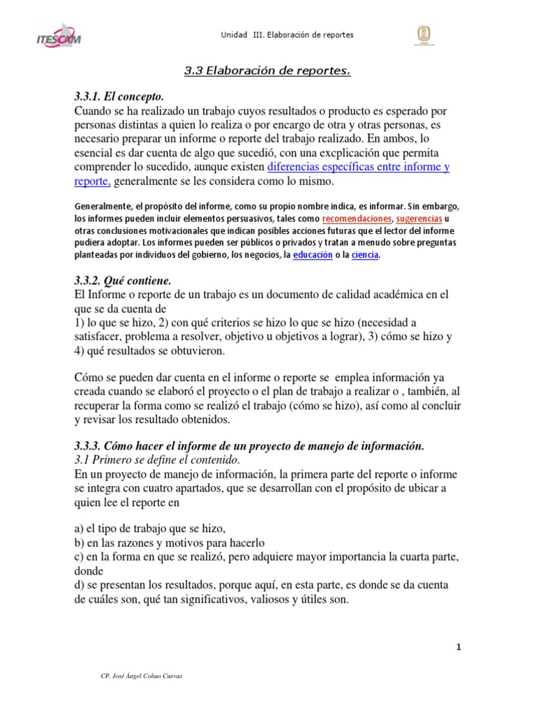 ¿Como hacer un Reporte? | Información | Ciencia